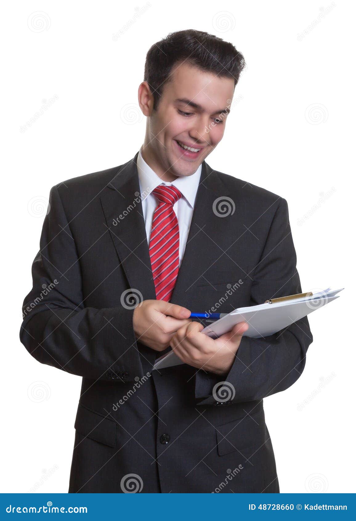 Young Businessman with Clipboard Making Notes Stock Photo - Image of ...