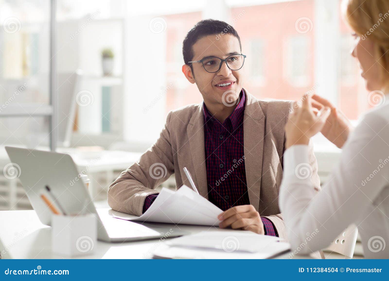 Business interview stock photo. Image of women, desk - 112384504