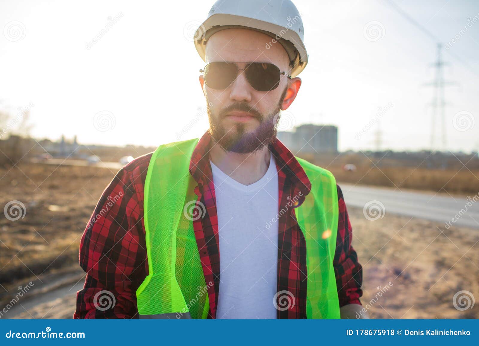 Young Businessman Construction Site Engineer,close Up. Stock Photo ...