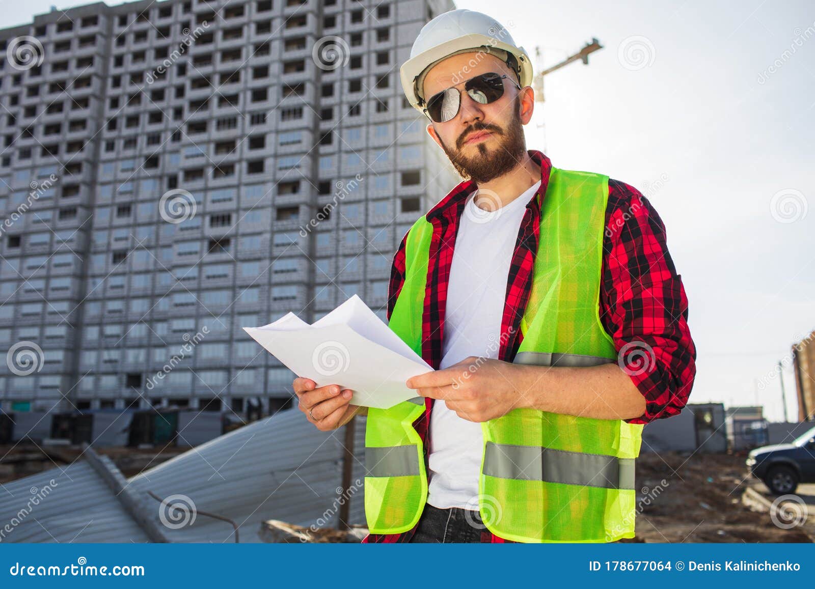 Young Businessman Construction Site Engineer,close Up. Stock Photo ...