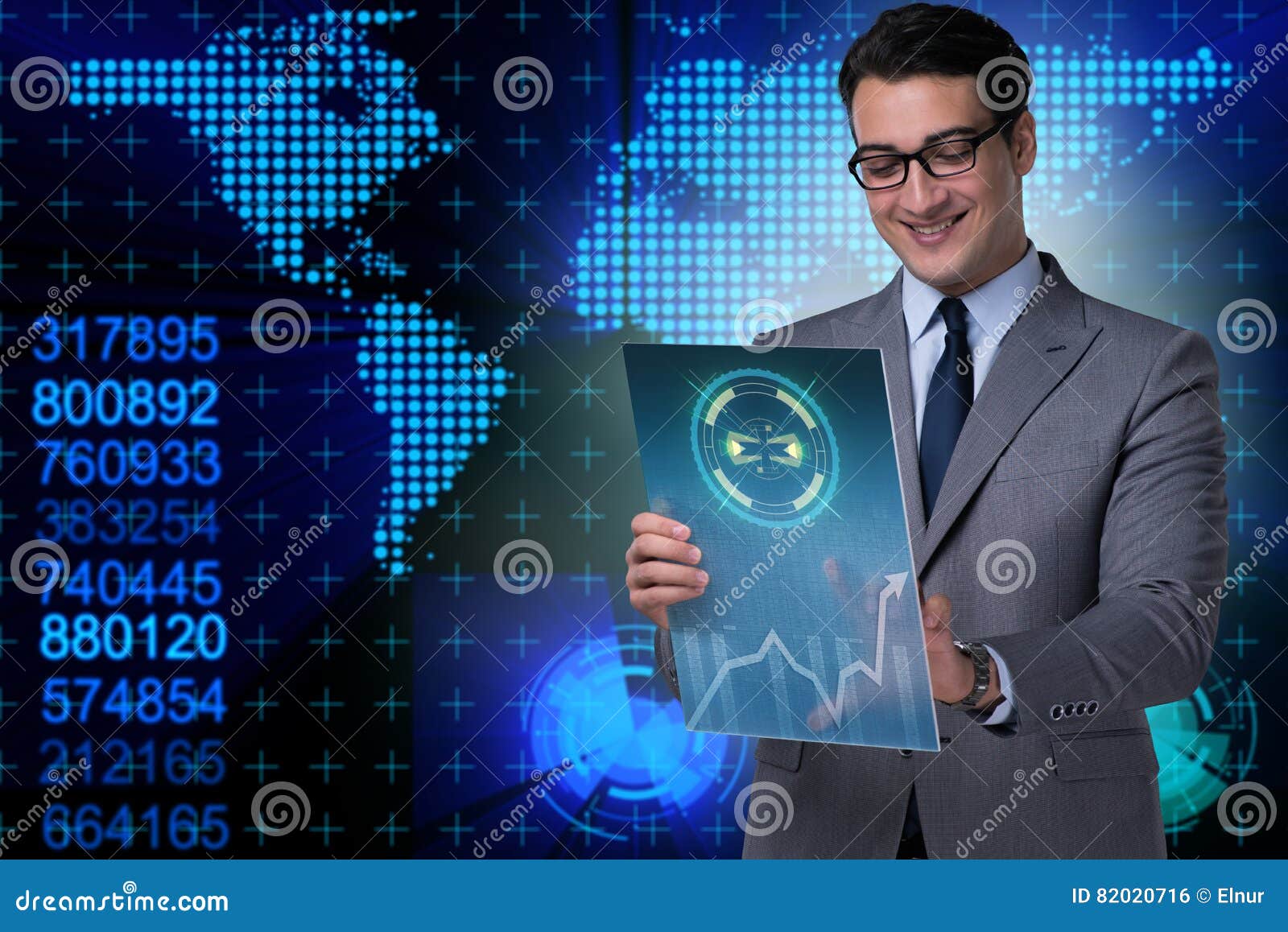The Young Businessman in Data Mining Concept Stock Illustration ...