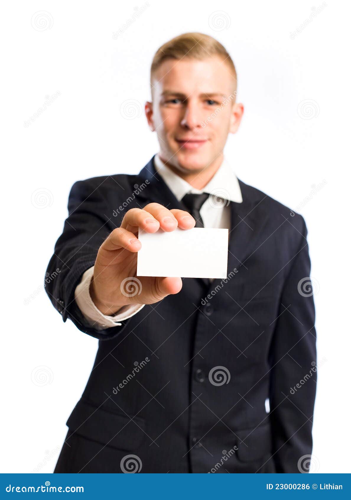 Young Businessman Doing His Introduction. Stock Photo - Image of blank ...