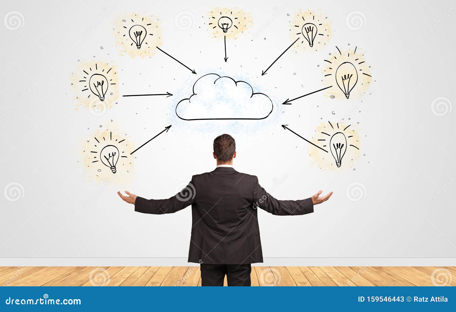 Businessman in Doubt Looking To a Wall with Online Task Management ...