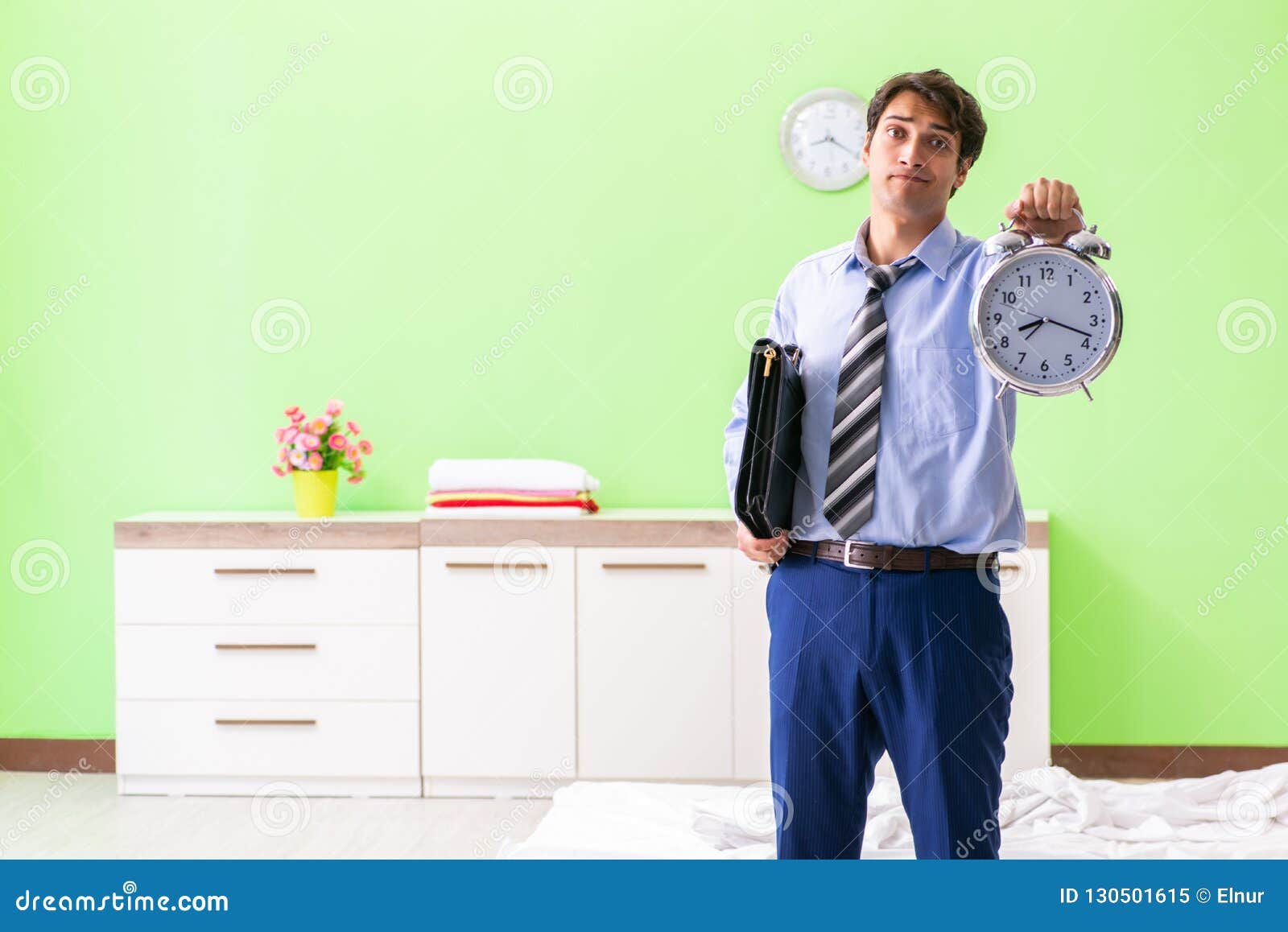 The Young Businessman Employee Late for Office Stock Image - Image of ...