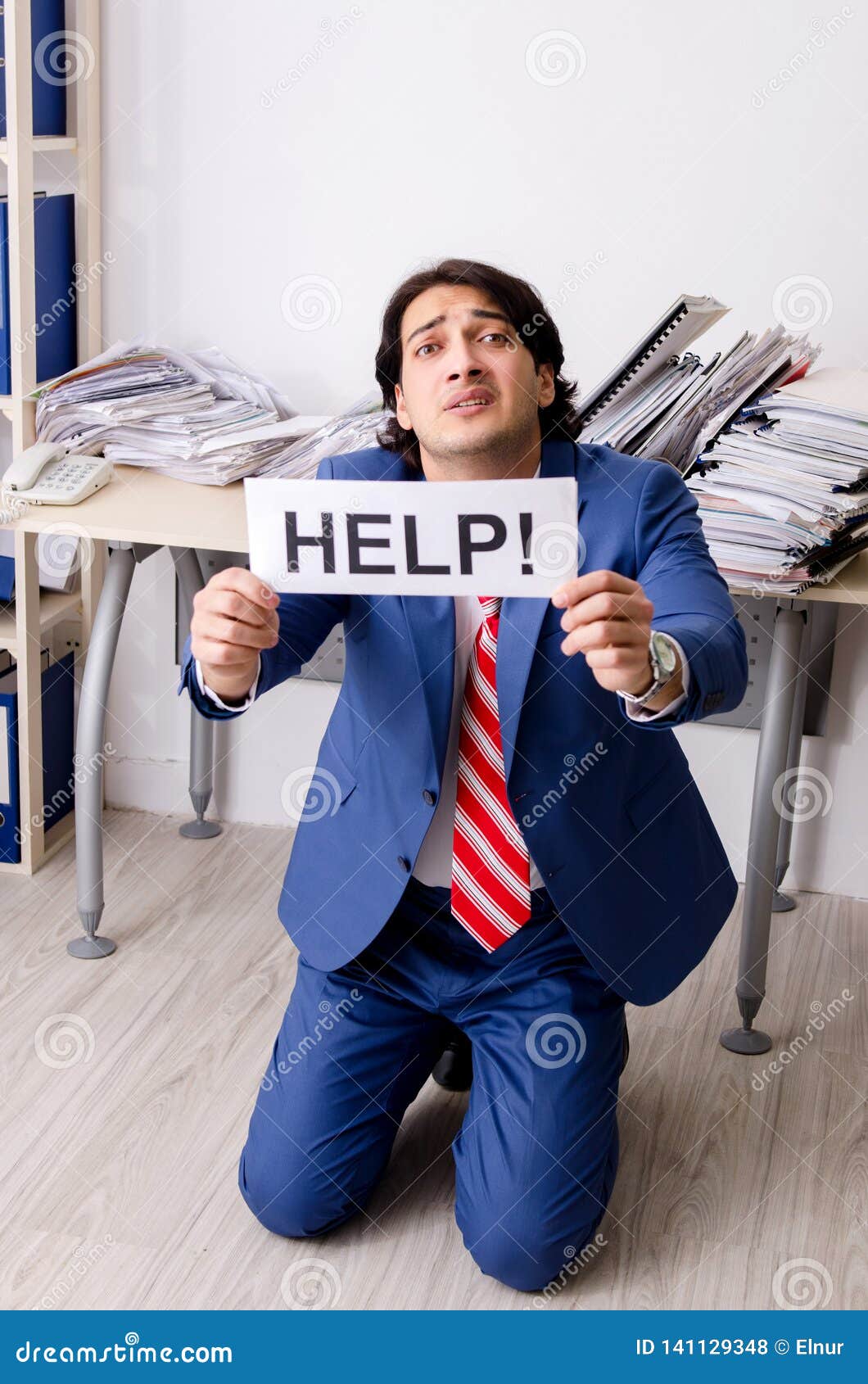 The Young Businessman Employee Unhappy with Excessive Work Stock Photo ...
