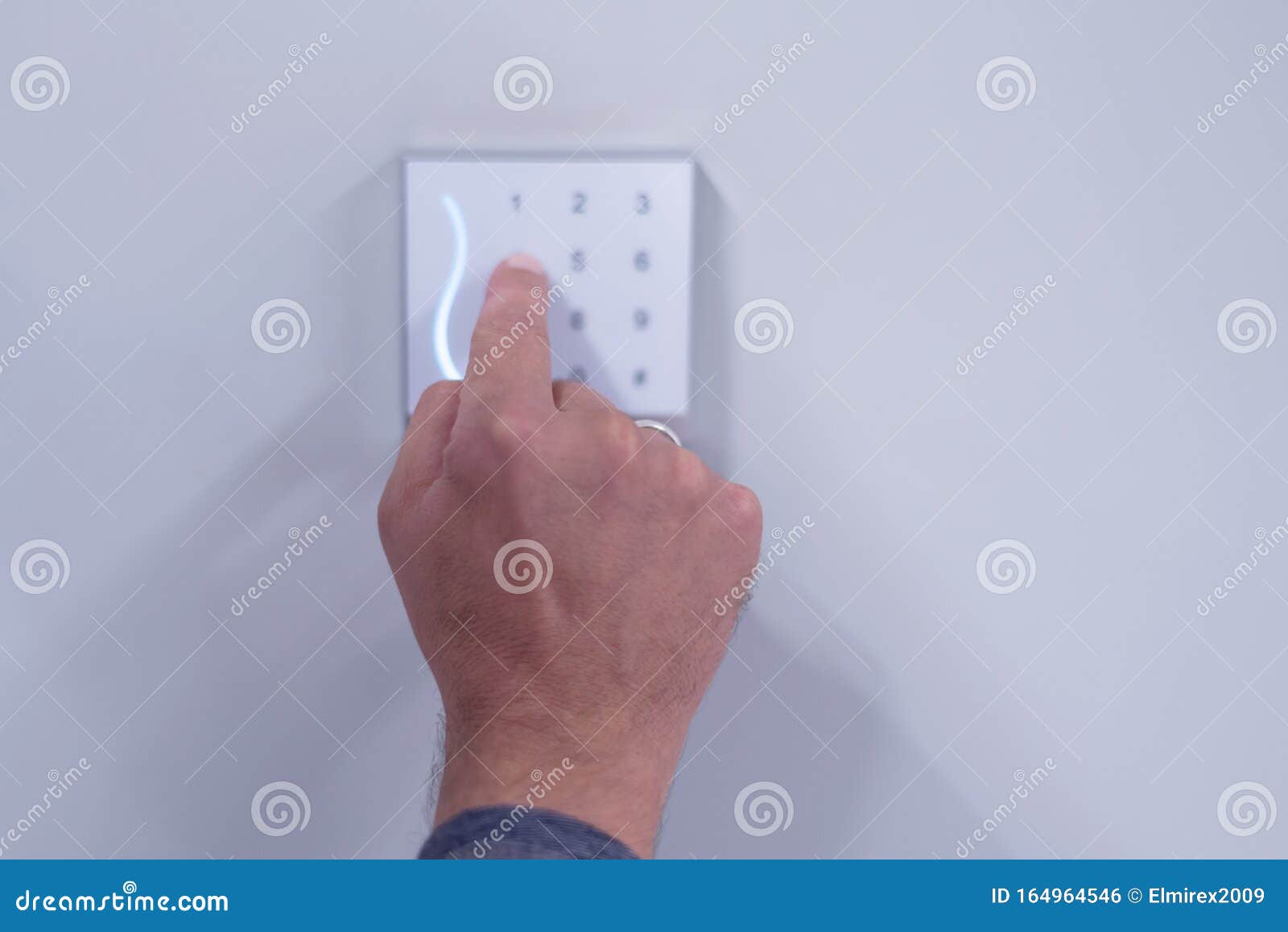 Young Businessman Entering Access Code at Building Entrance. the Smart ...