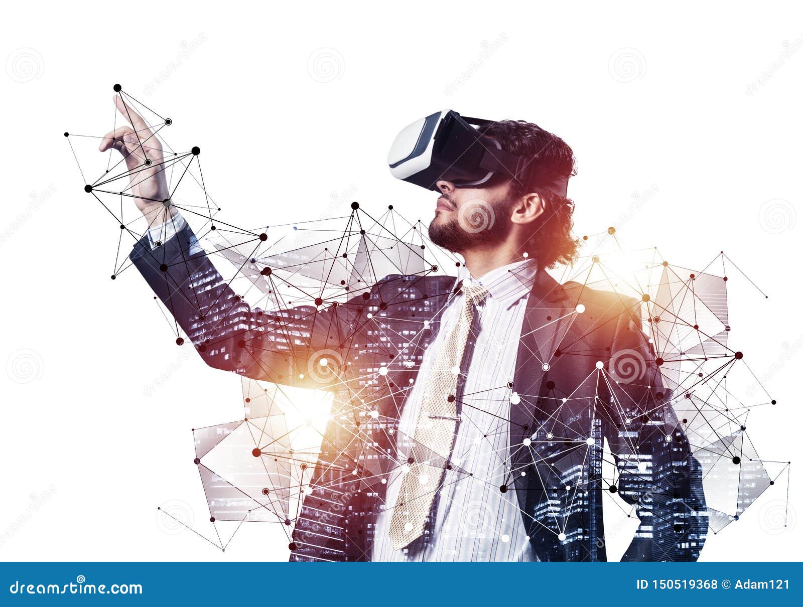 Young Businessman Exploring Virtual World Stock Photo - Image of ...