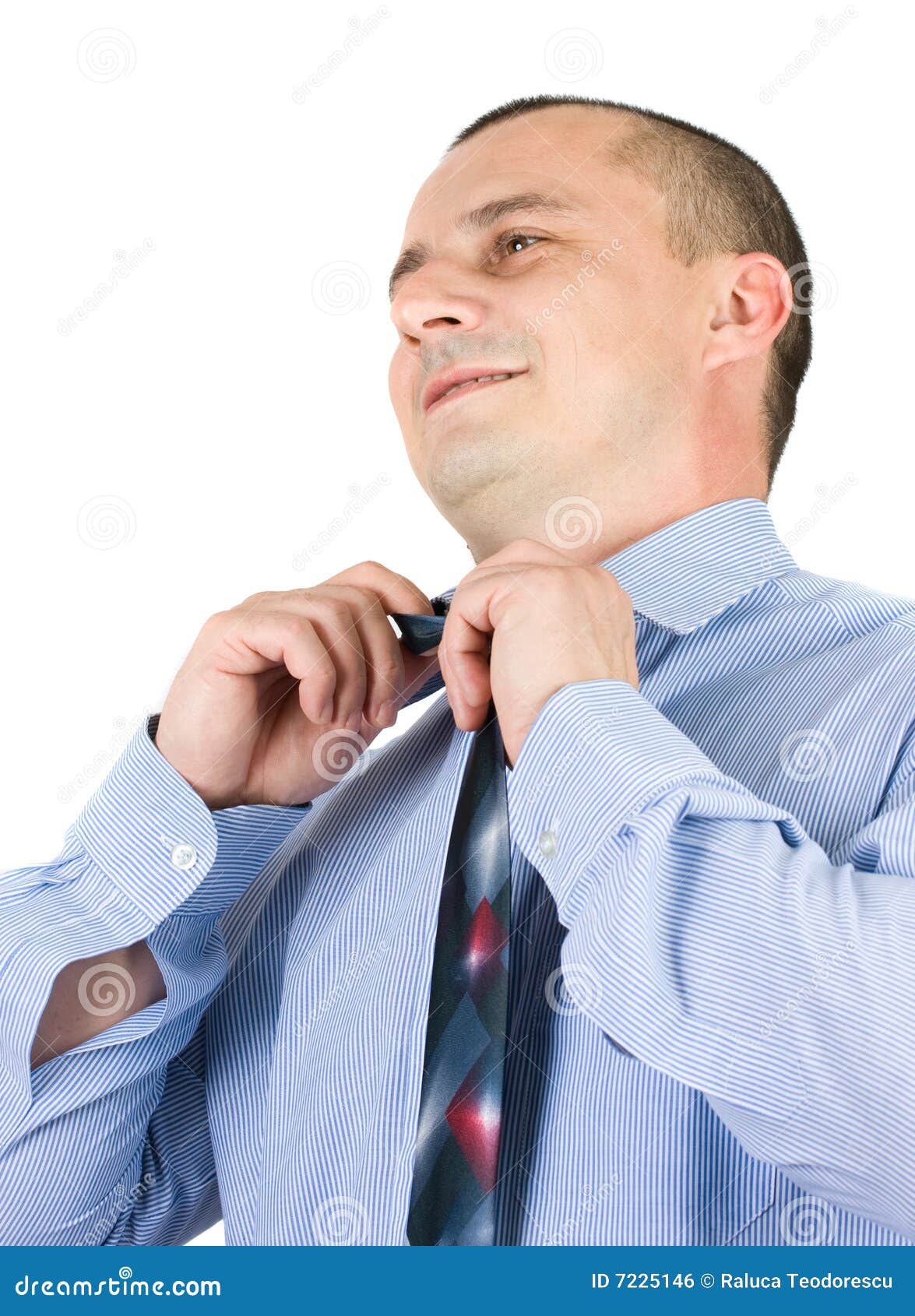Young Businessman Fixing His Tie Isolated on White Stock Photo - Image ...