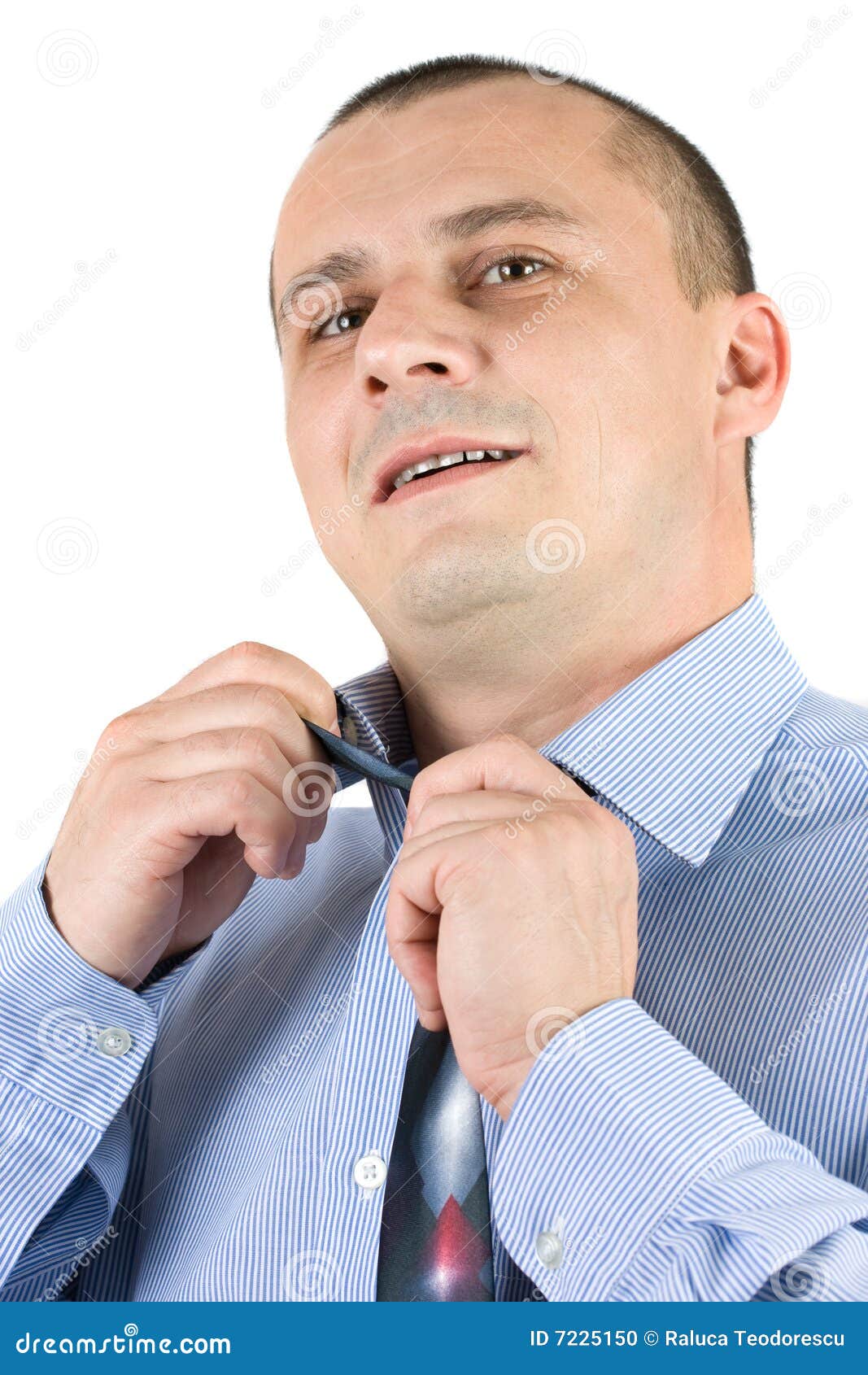 Young Businessman Fixing His Tie Isolated on White Stock Photo - Image ...