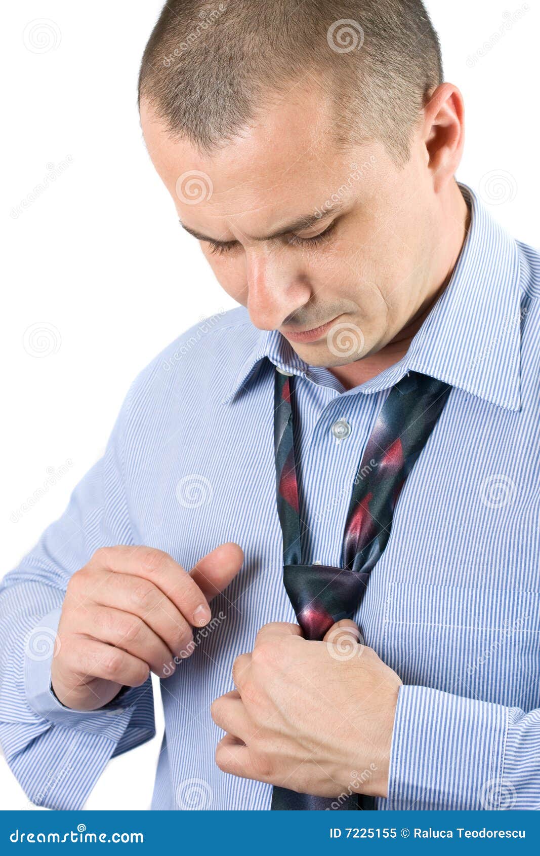Young Businessman Fixing His Tie Isolated on White Stock Image - Image ...