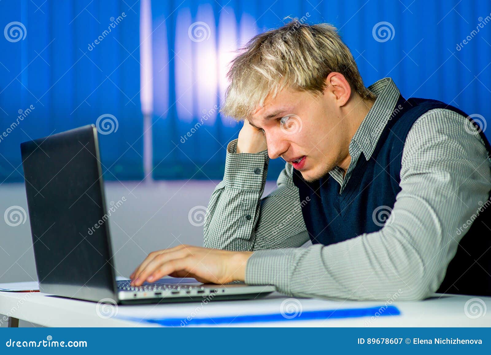 Young Businessman Frustrated Stock Image - Image of sitting, typing ...