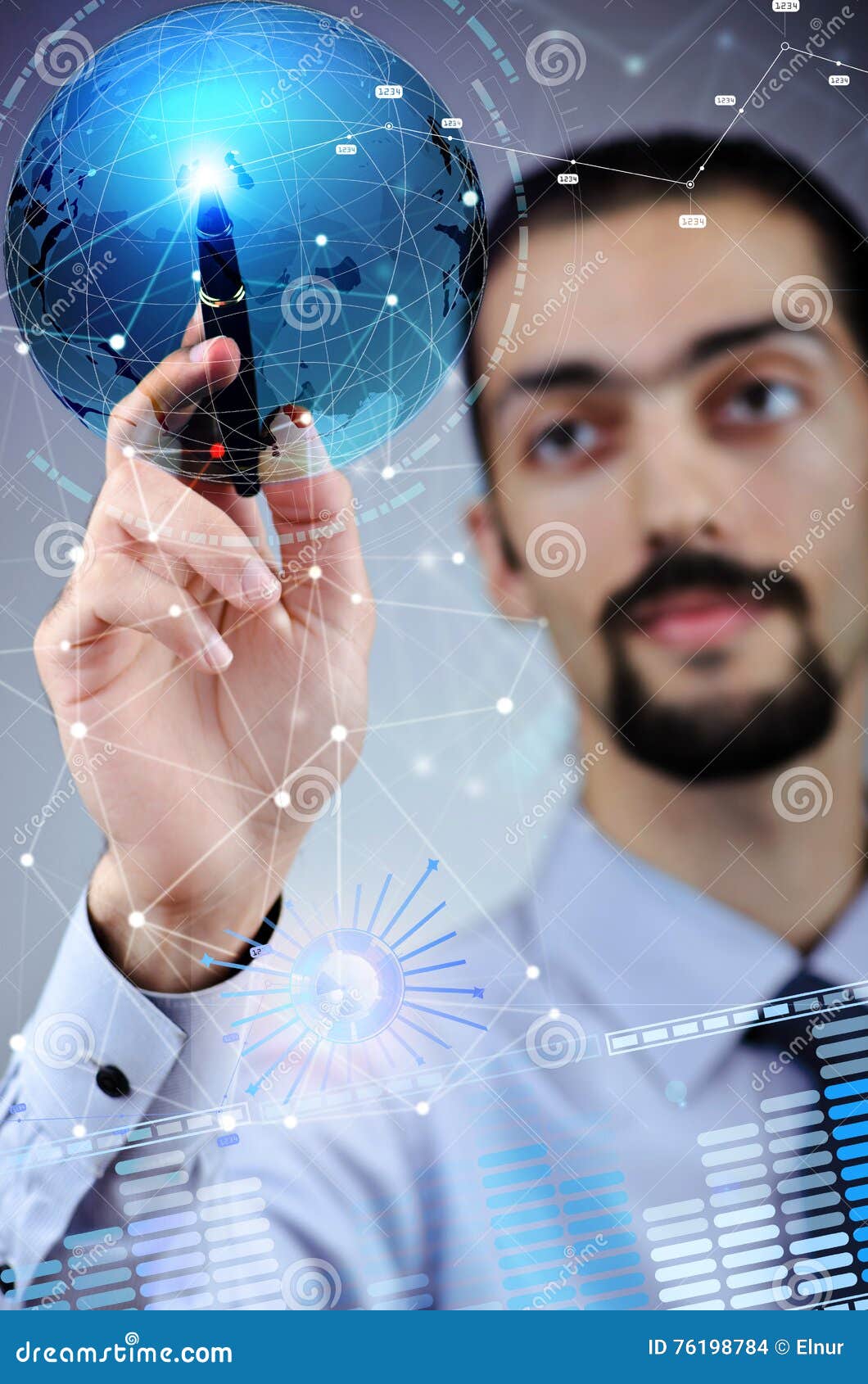 The Young Businessman in Global Business Concept Stock Photo - Image of ...