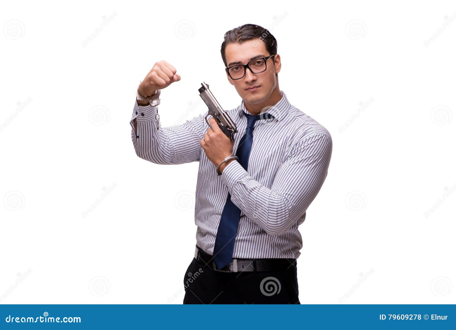 The Young Businessman with Gun Isolated on White Stock Photo - Image of ...