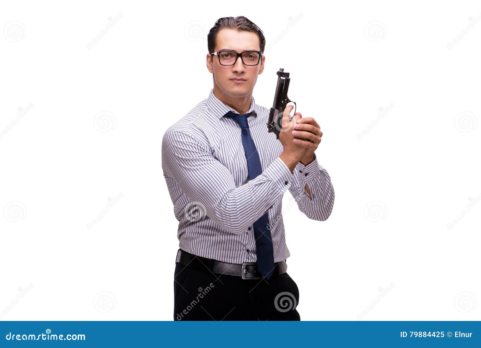 The Young Businessman with Gun Isolated on White Stock Image - Image of ...