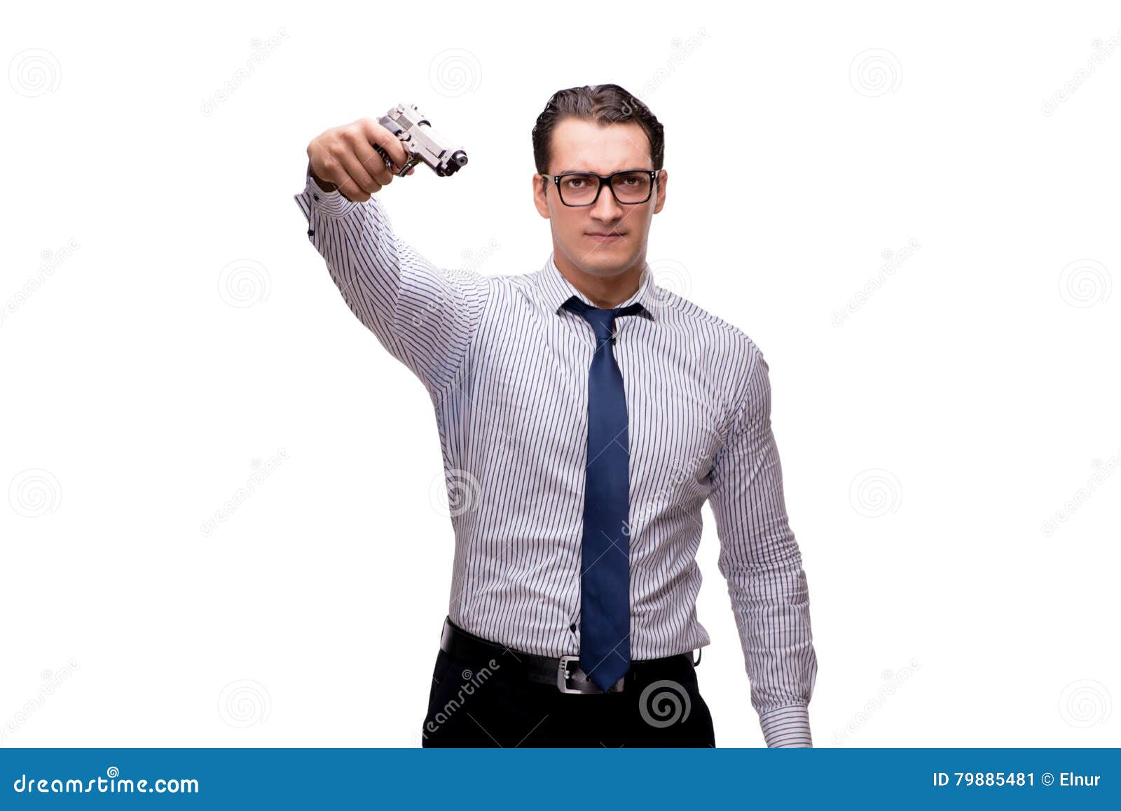 The Young Businessman with Gun Isolated on White Stock Image - Image of ...