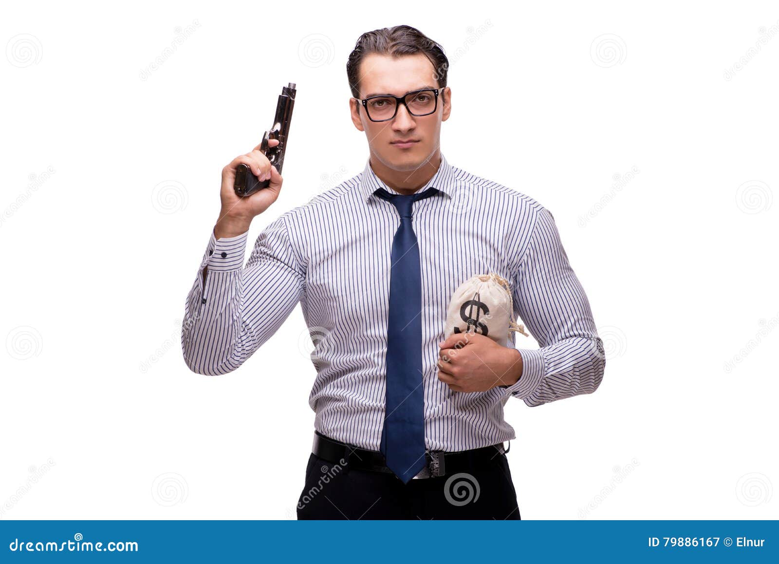 The Young Businessman with Gun Isolated on White Stock Image - Image of ...
