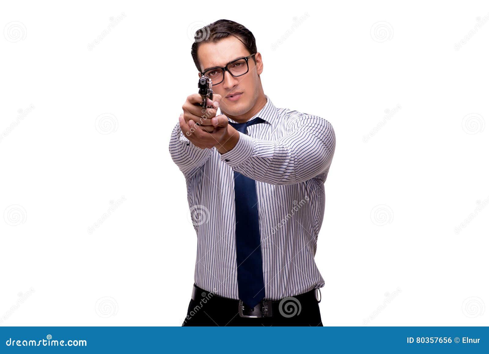 The Young Businessman with Gun Isolated on White Stock Photo - Image of ...