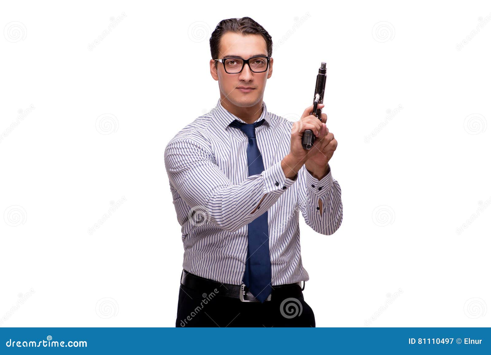 The Young Businessman with Gun Isolated on White Stock Image - Image of ...