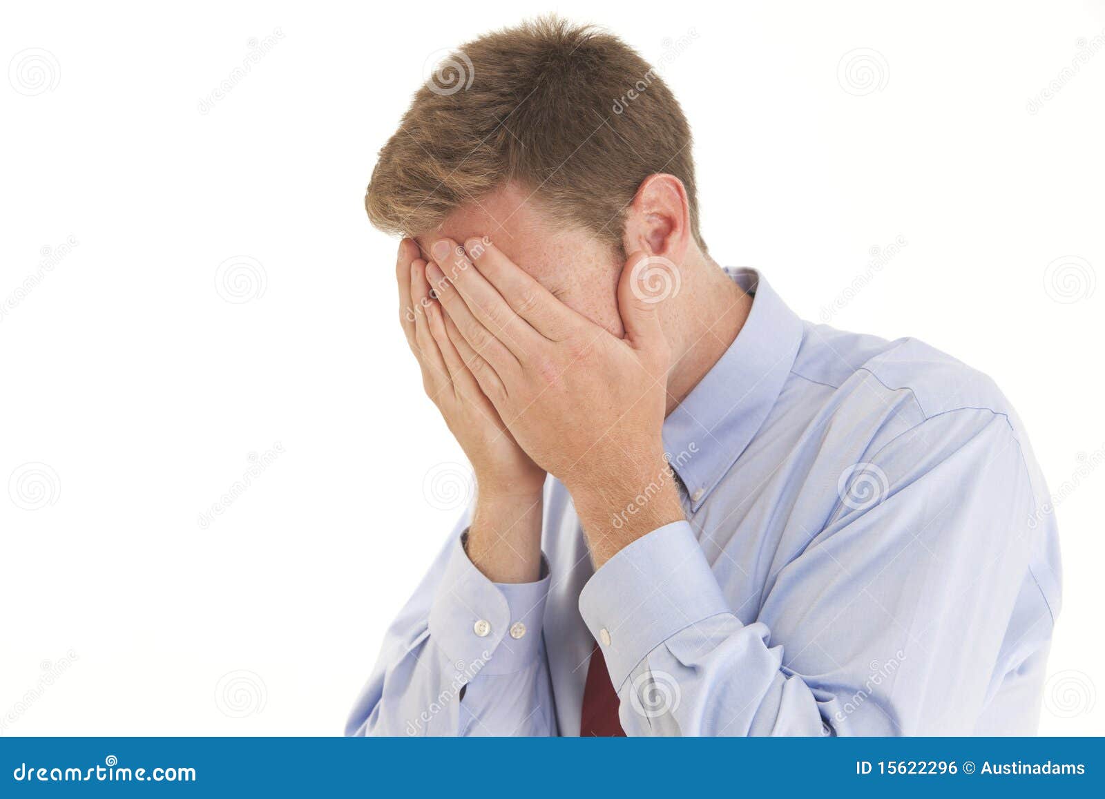 Young Businessman with Hands Over Face Stock Photo - Image of blunder ...