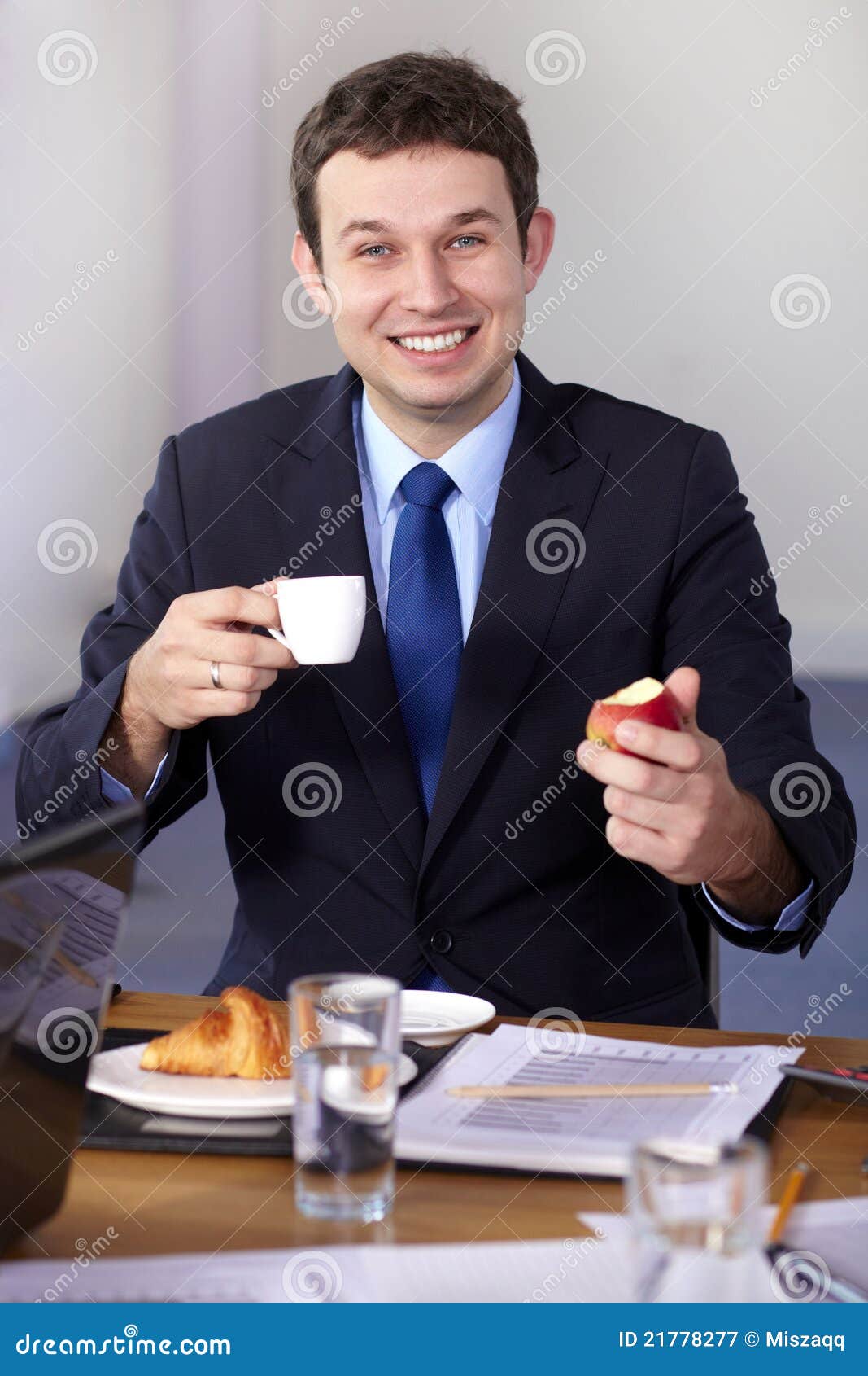 Young Businessman Having a Break during Meeting Stock Image - Image of ...