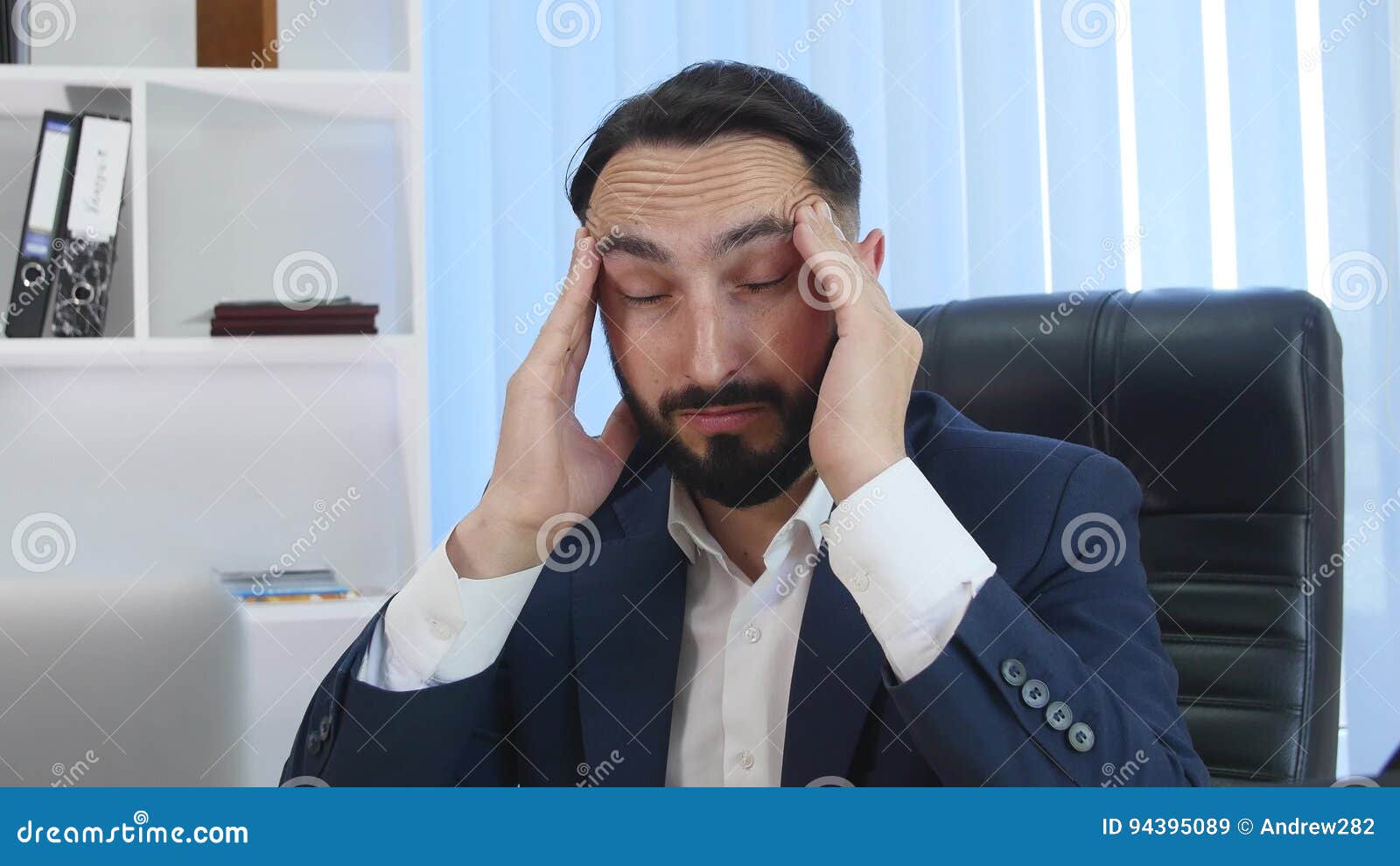 Young Businessman Having Head Pain during Work in Office Stock Image ...