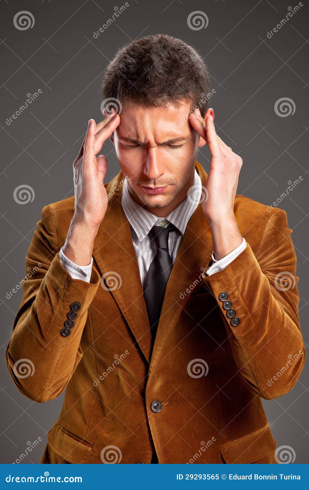 Young Businessman with Headache Stock Image - Image of handsome ...