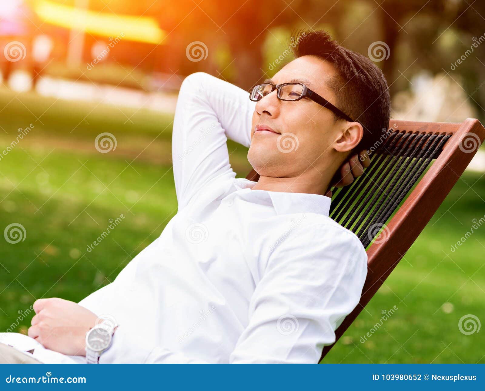 Young Businessman during His Break in Park Stock Photo - Image of ...