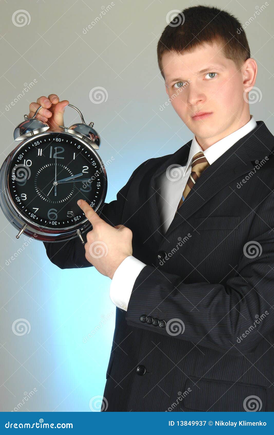 Young Businessman Holding Big Clock Stock Image - Image of businessman ...