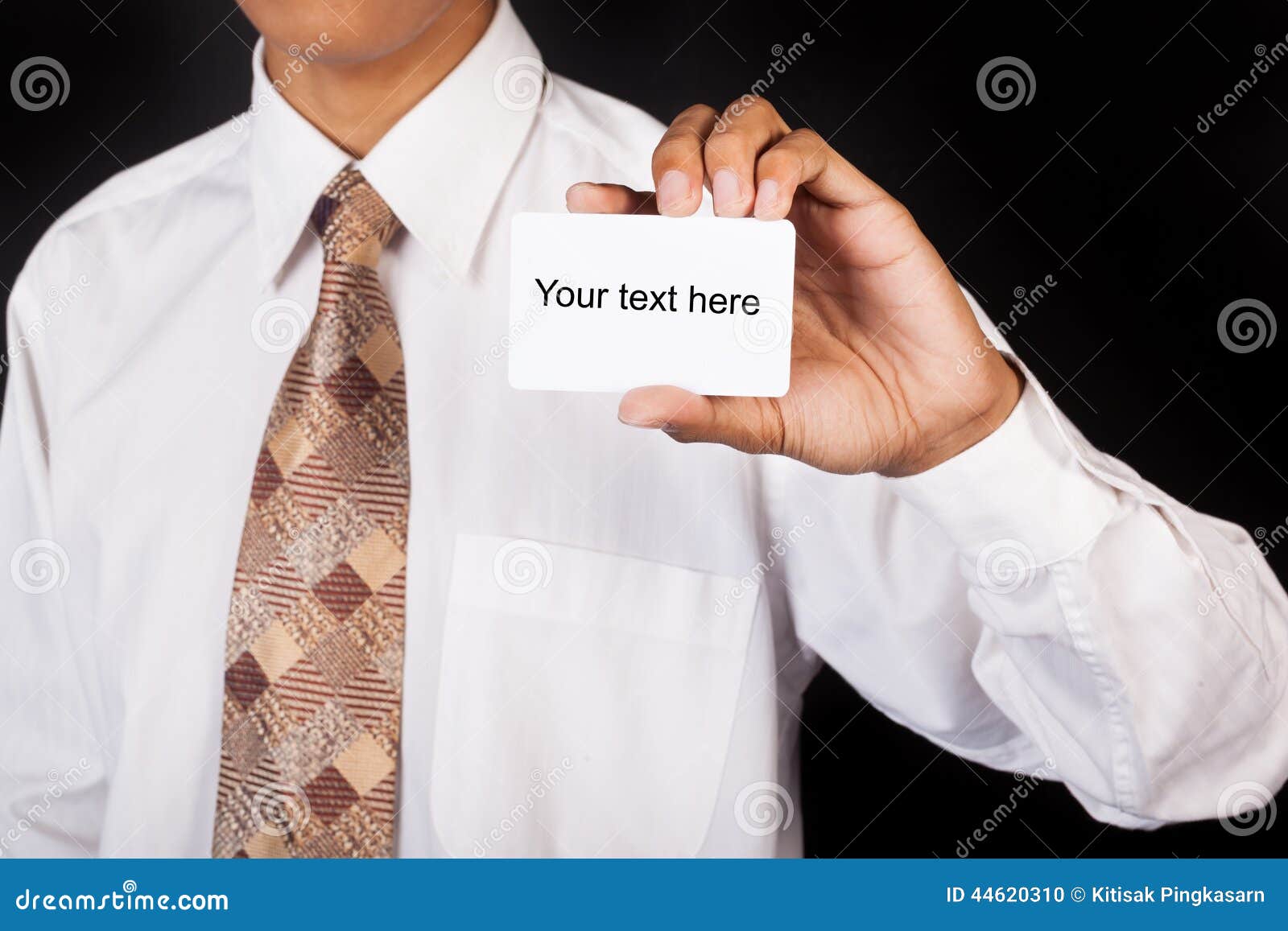Young Businessman Holding Card in Hand Stock Photo - Image of customer ...