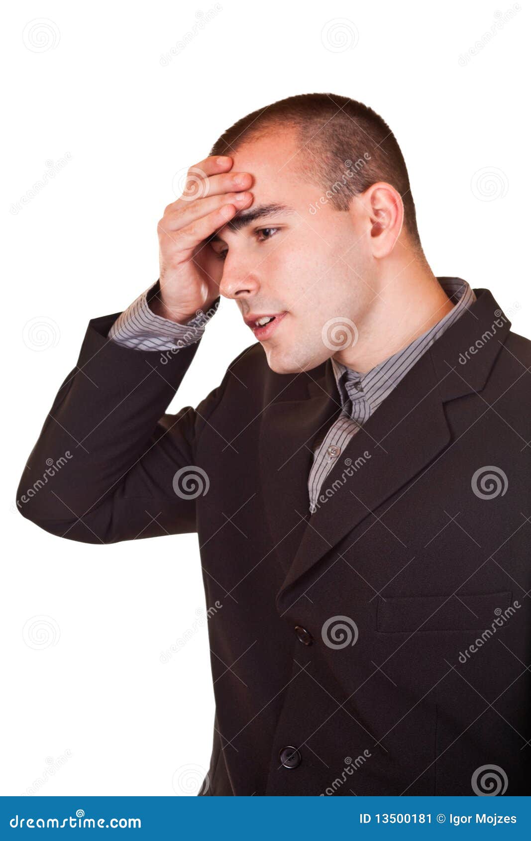 Young Businessman Holding His Head Stock Image - Image of head, hands ...