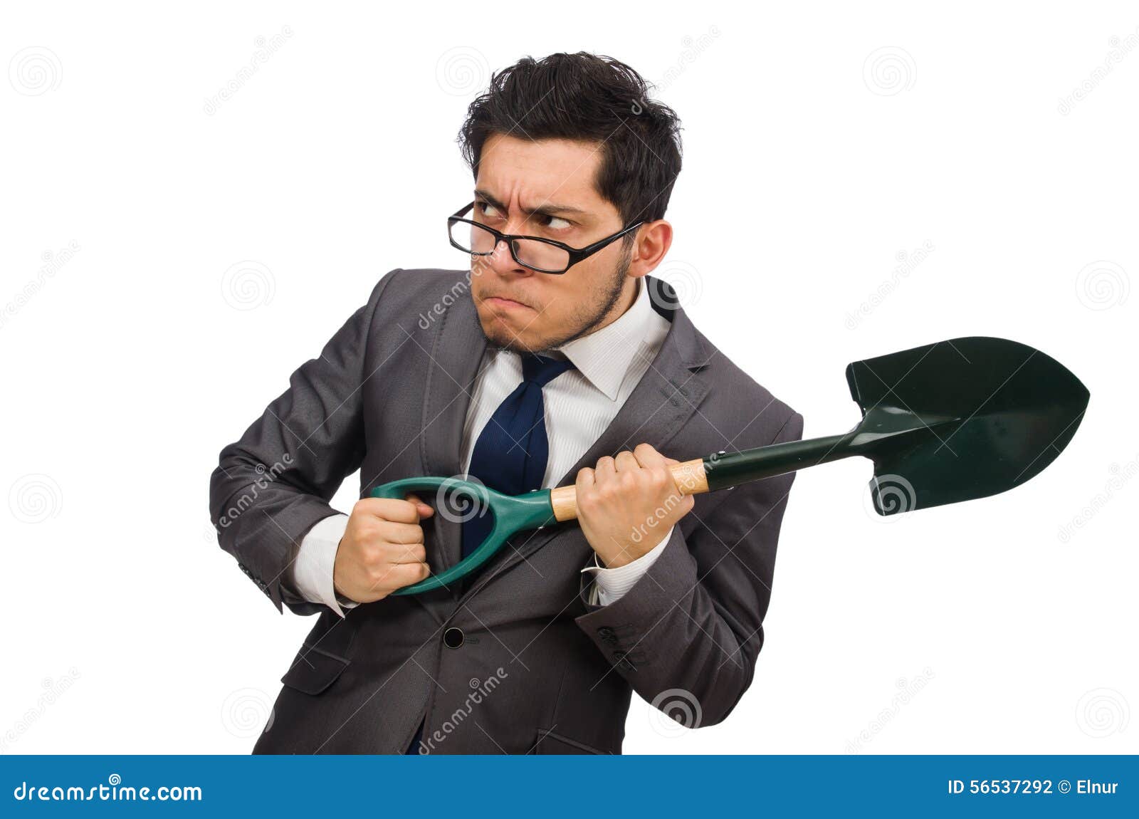 Young Businessman Holding a Spade Isolated on the Stock Photo - Image ...