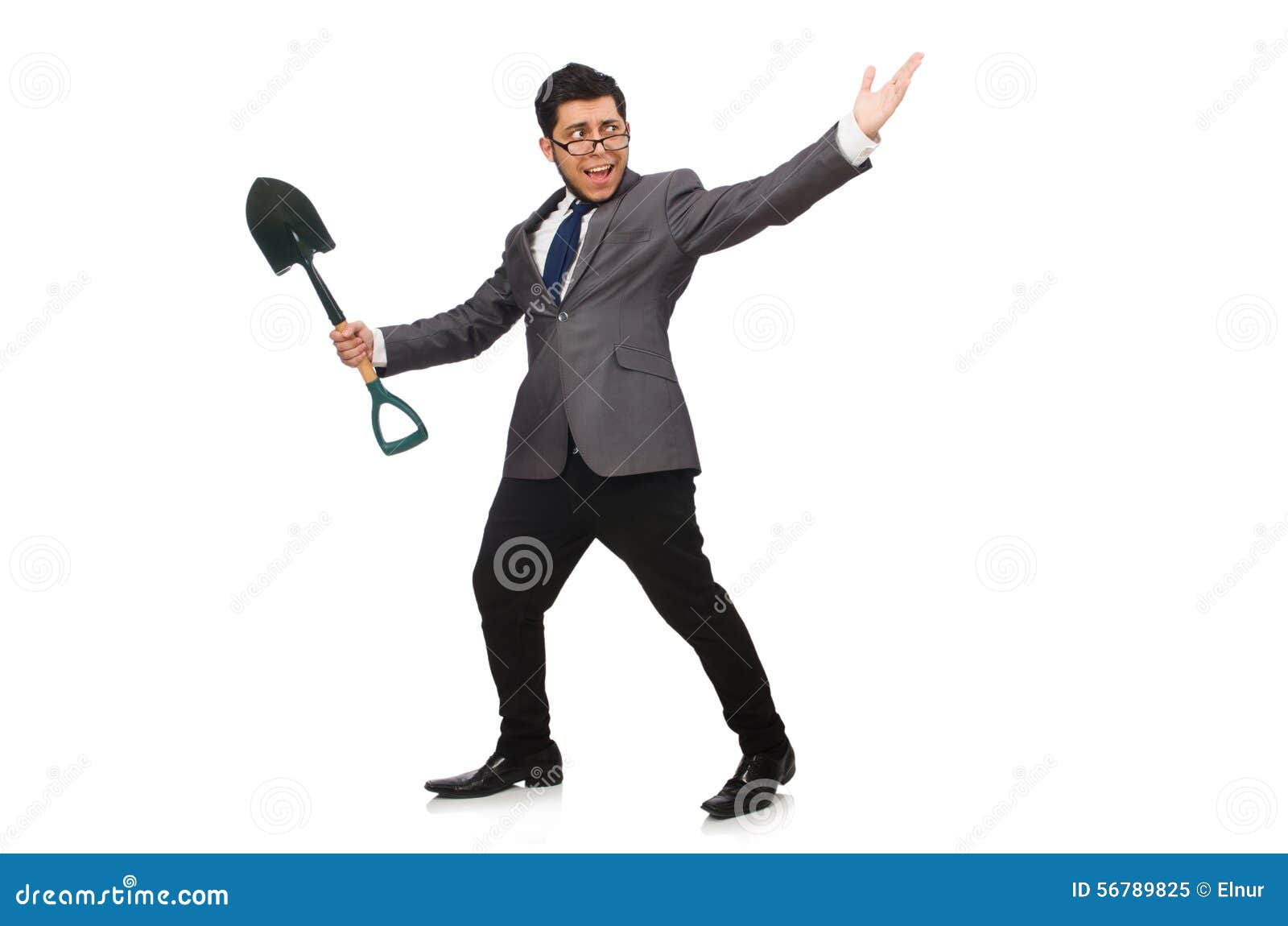 Young Businessman Holding a Spade Isolated on the Stock Image - Image ...