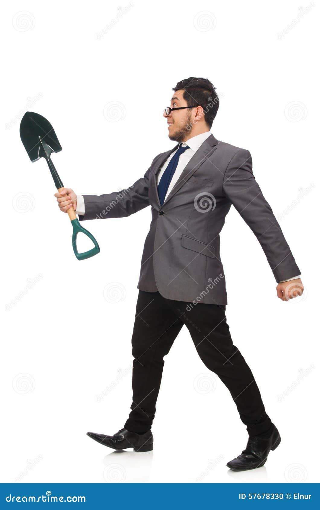 Young Businessman Holding a Spade Isolated on the Stock Photo - Image ...