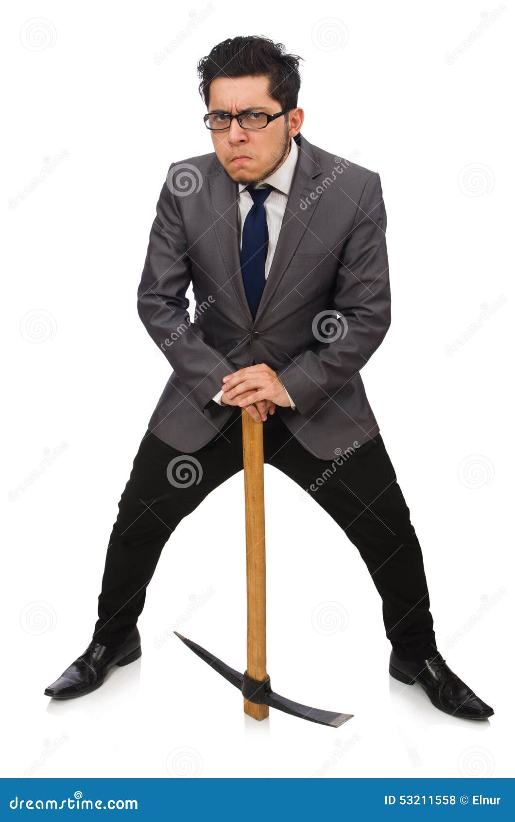 Young Businessman Holding a Tool Isolated on White Stock Photo - Image ...