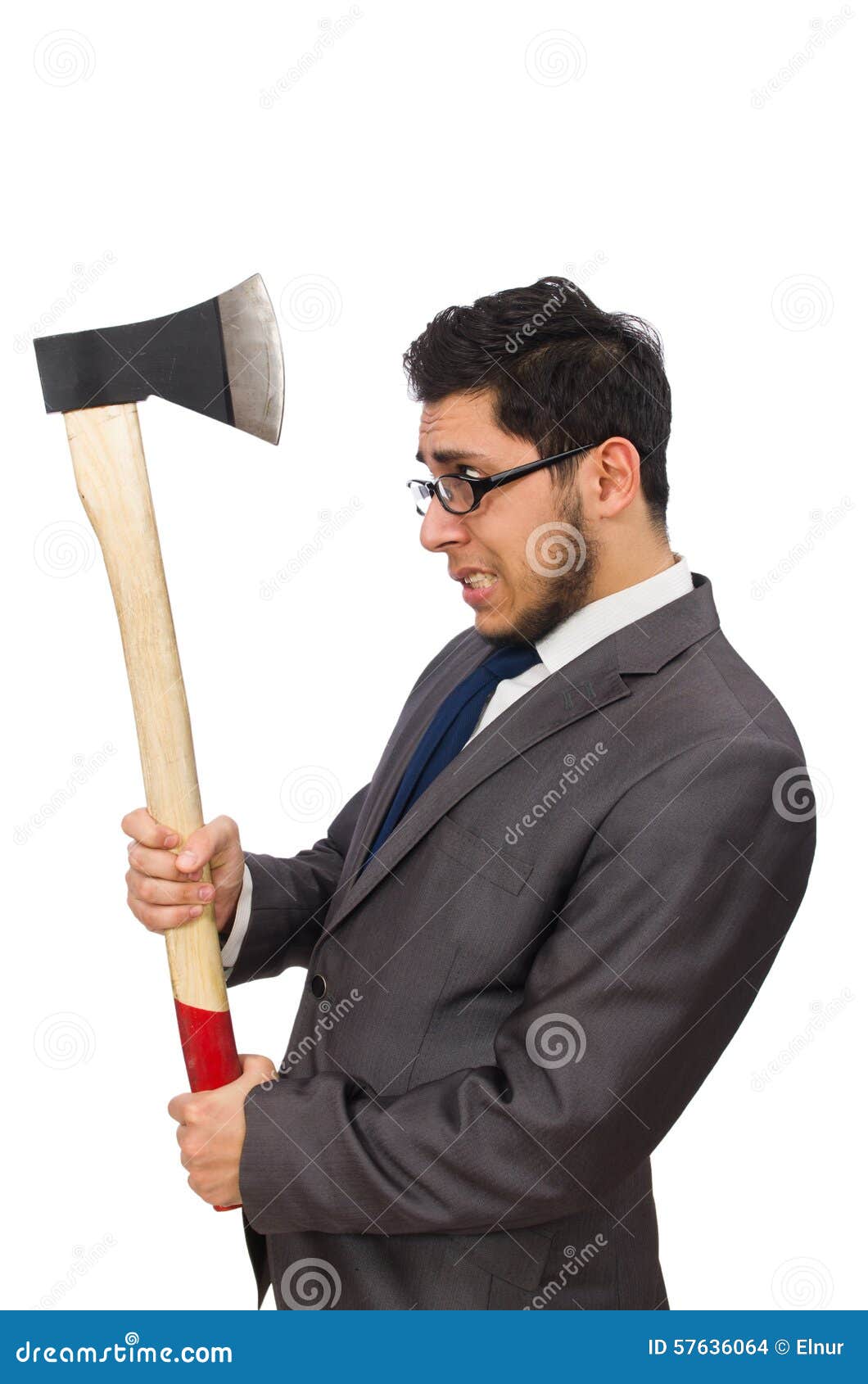 Young Businessman Holding a Tool Isolated on the Stock Photo - Image of ...