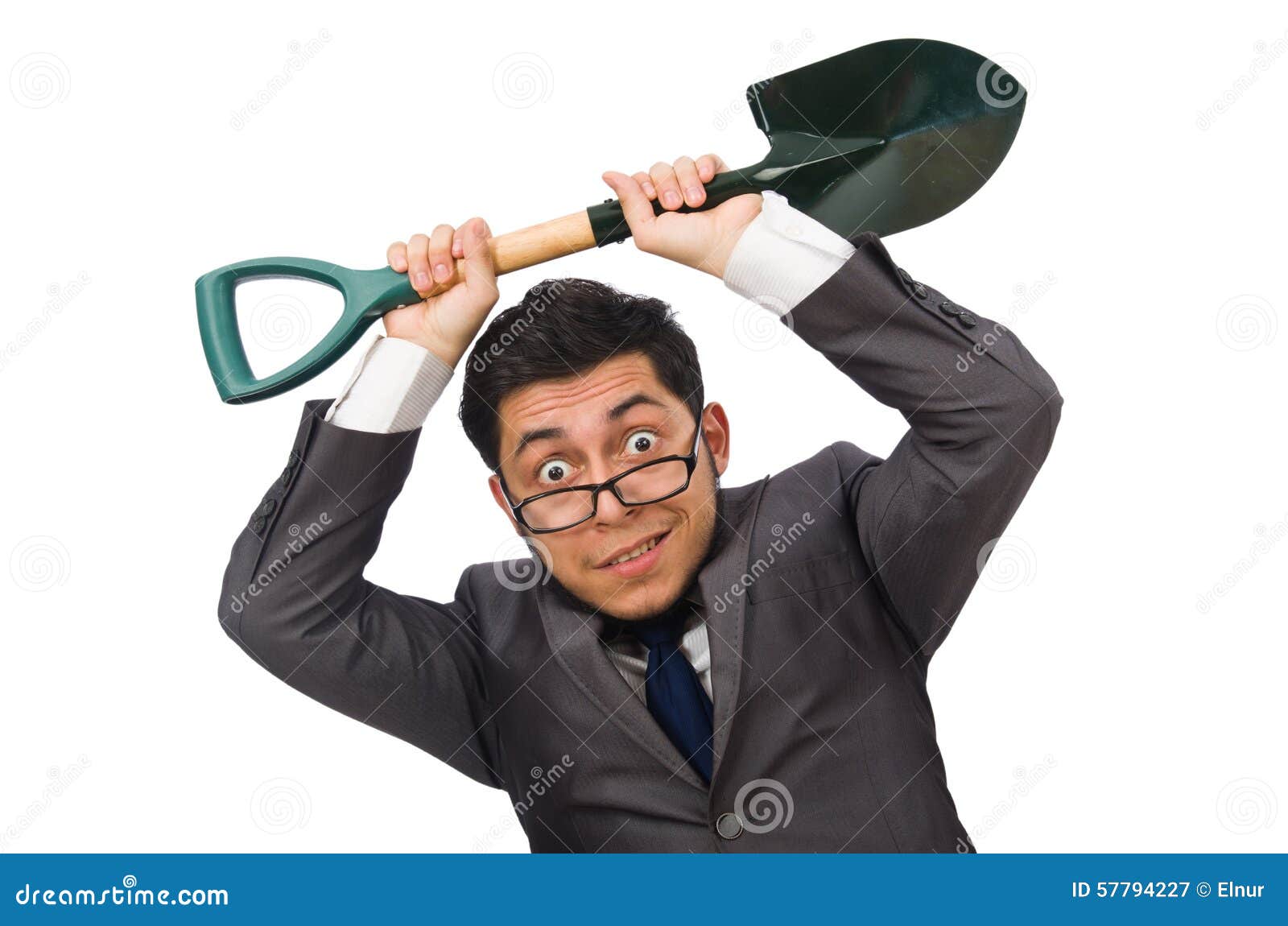 Young Businessman Holding a Tool Isolated on White Stock Image - Image ...