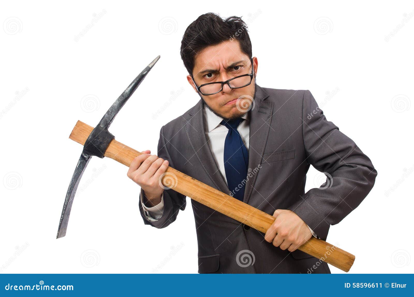 Young Businessman Holding a Tool Isolated on White Stock Image - Image ...