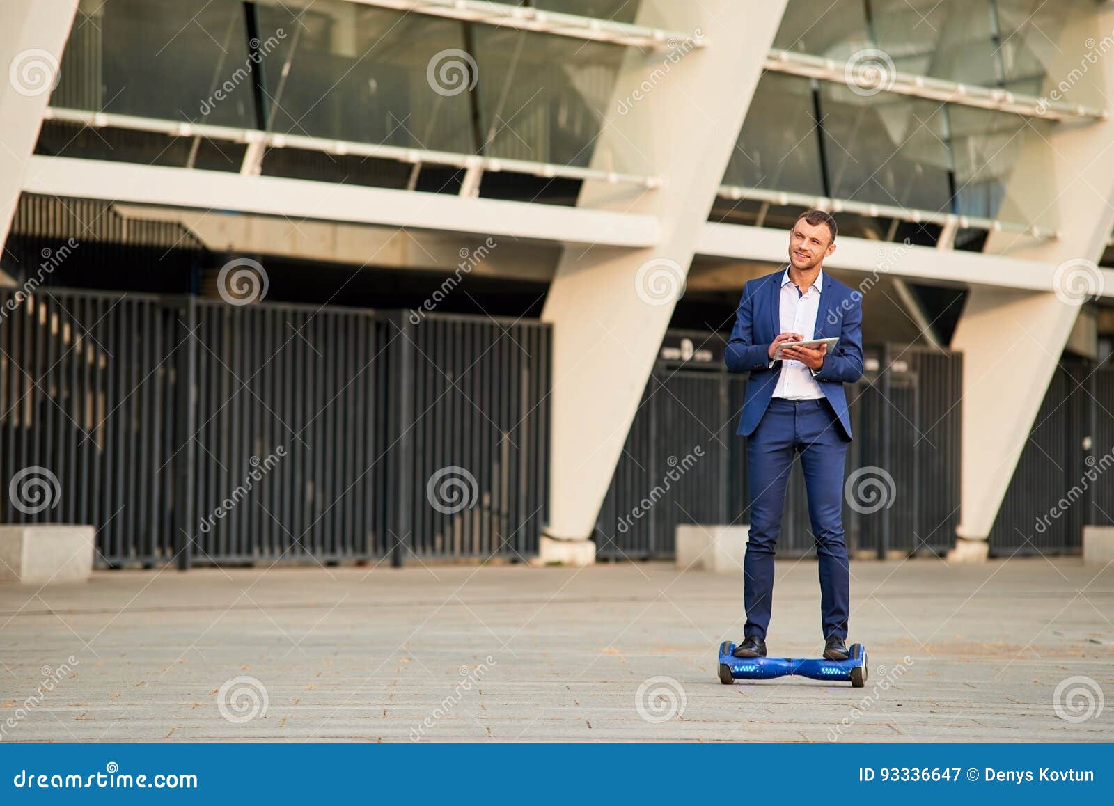 Young Businessman on Hoverboard Outdoors. Stock Image - Image of ...