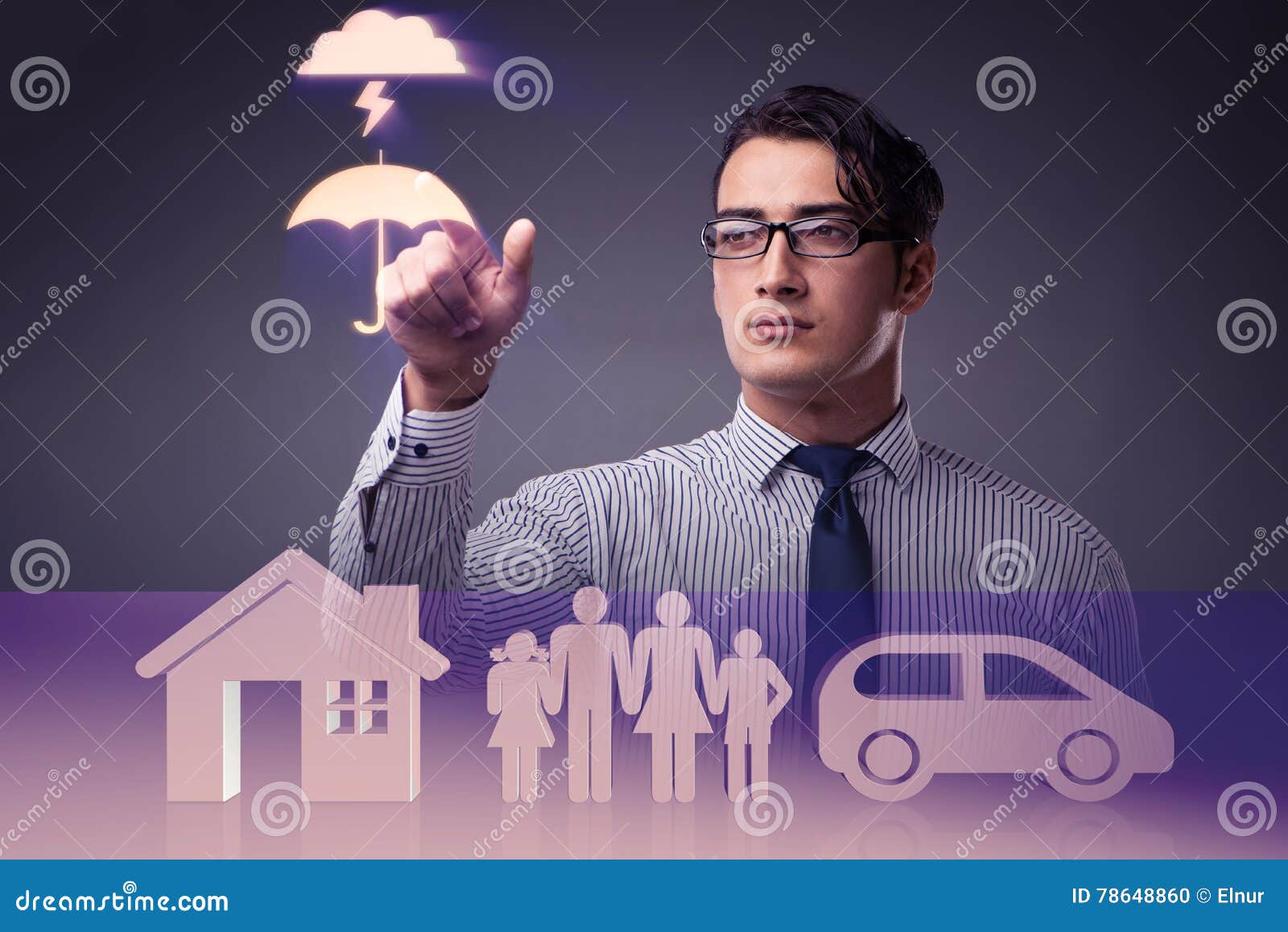 The Young Businessman in Insurance Concept Stock Photo - Image of ...