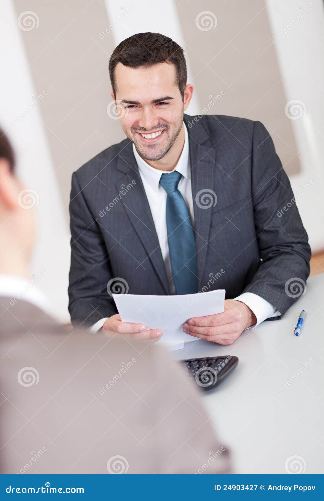 Young Businessman at the Interview Stock Image - Image of meeting ...