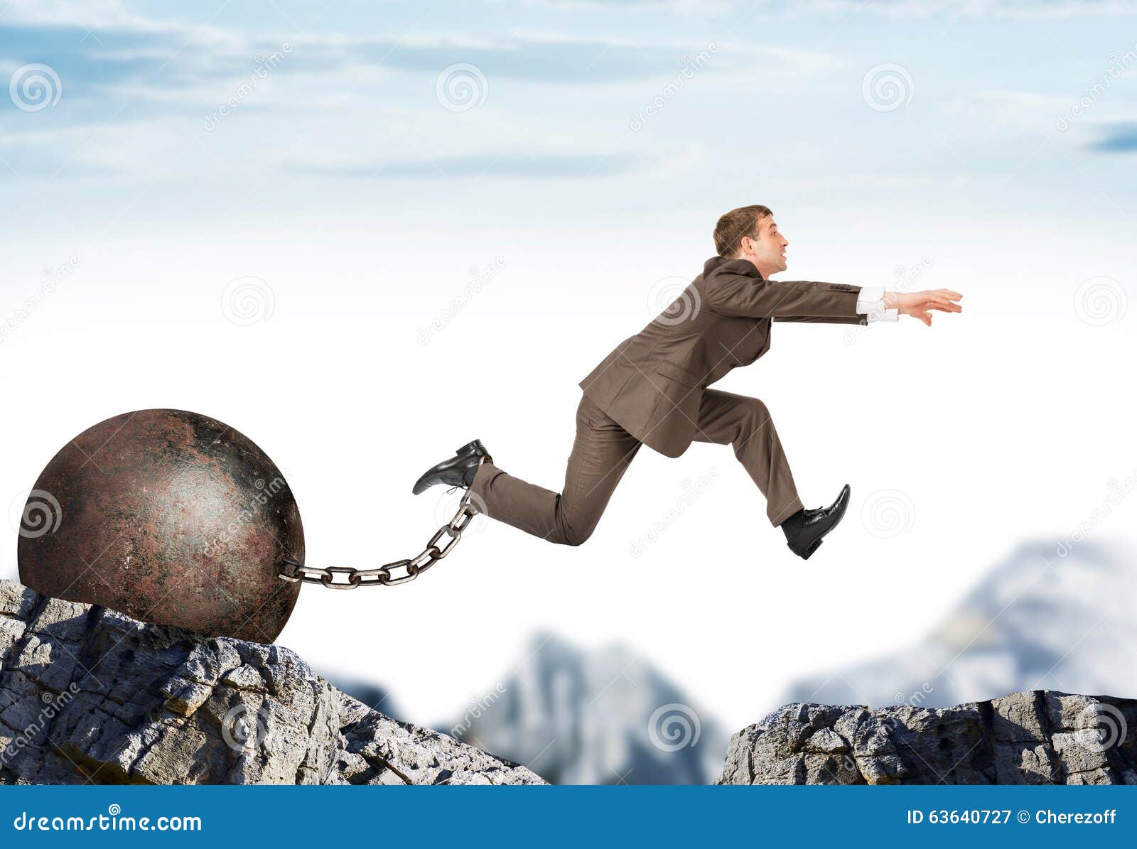 Young Businessman Jumping Over Gap Stock Image - Image of difficulty ...