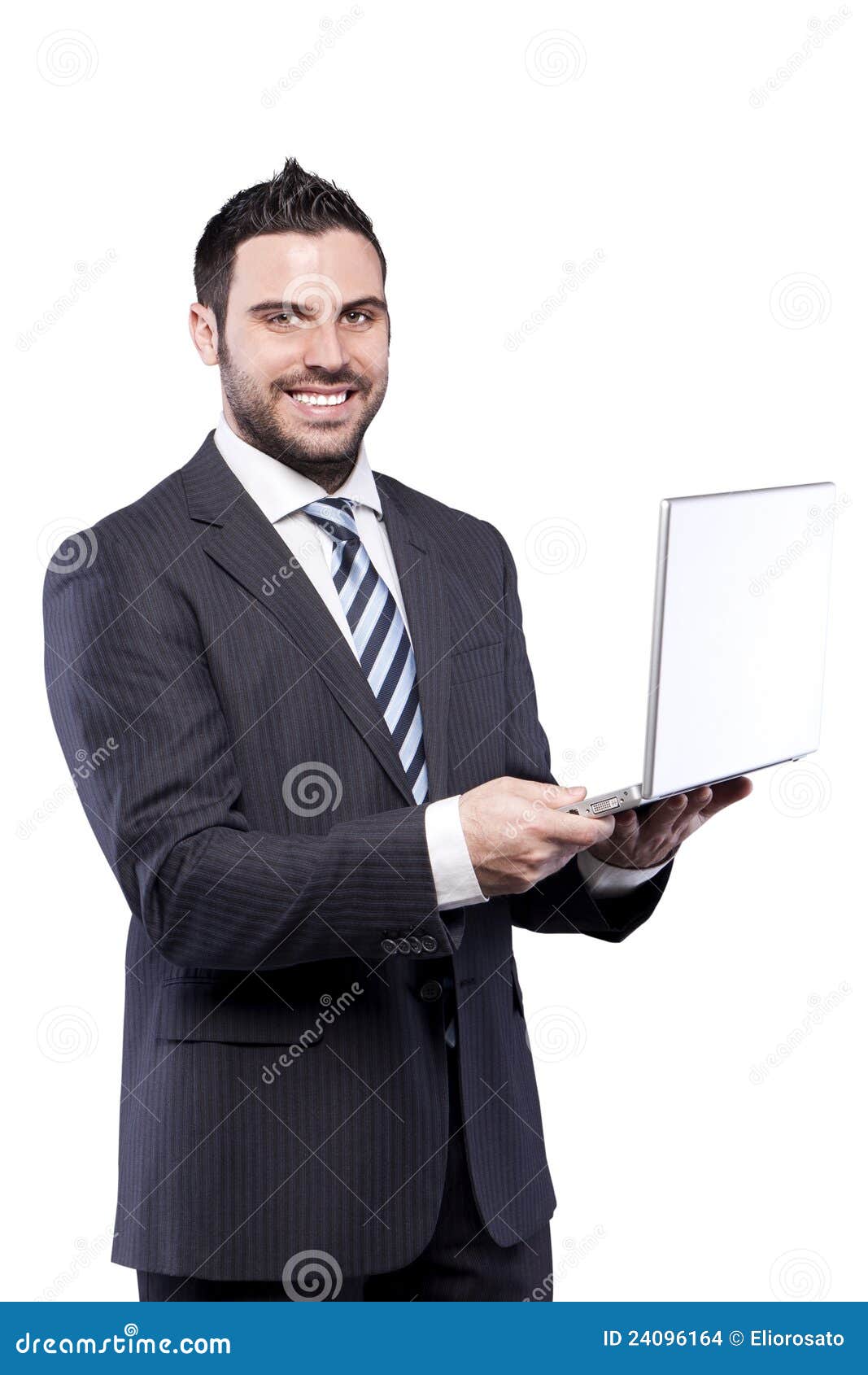 Young Businessman with Laptop Stock Photo - Image of discussion ...