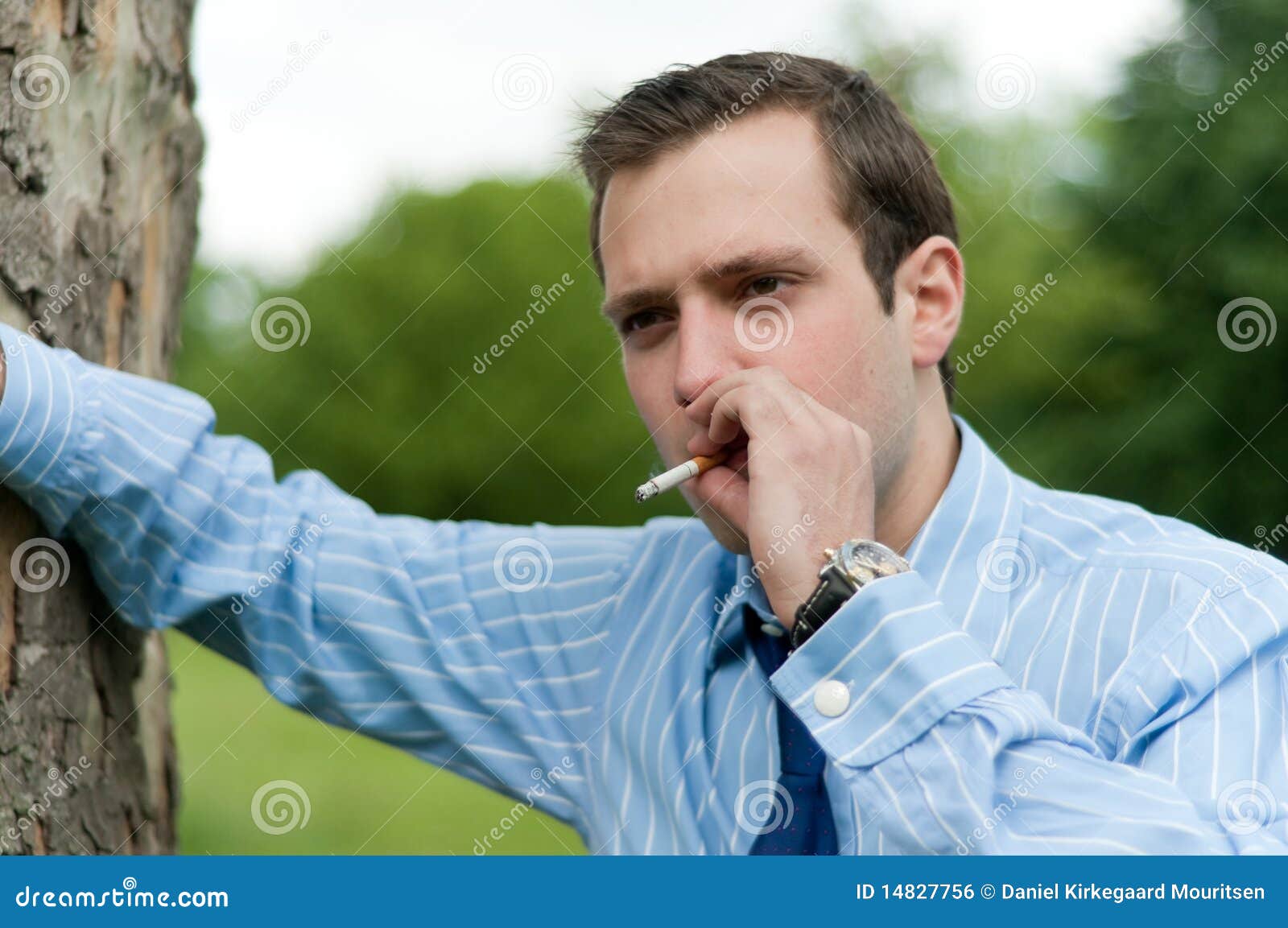 Young Businessman Leaning Against a Tree Stock Photo - Image of hyde ...