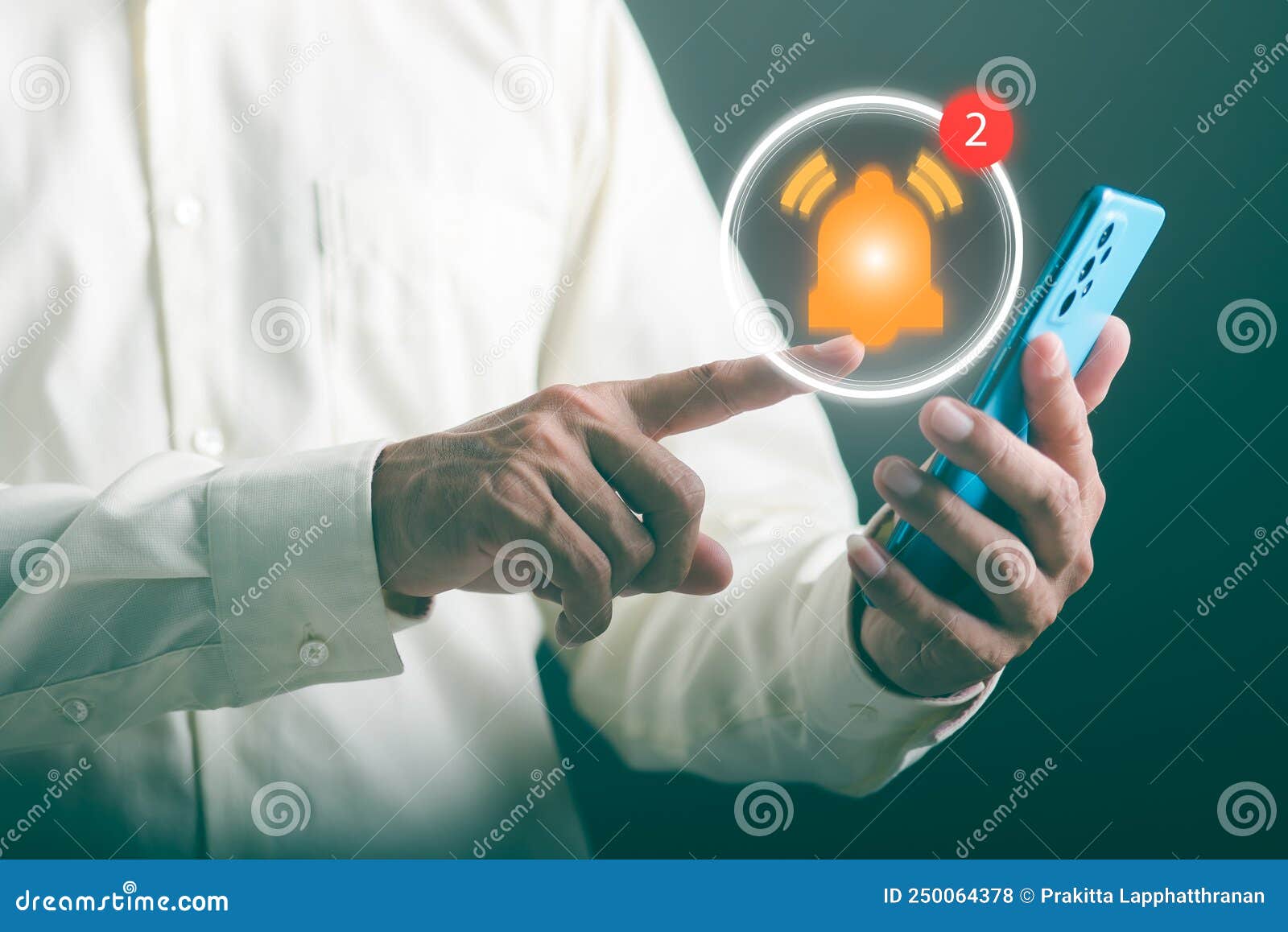 Young Businessman Looking at Mobile Phone Notification Stock ...