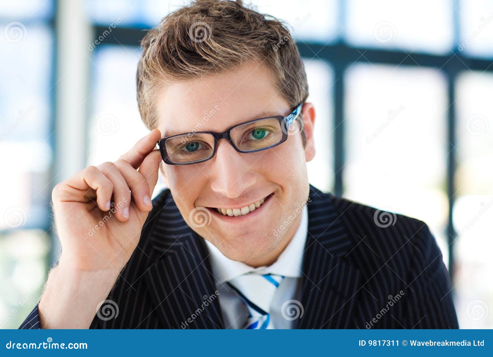Young Businessman Looking To the Camera Wearing Gl Stock Image - Image ...