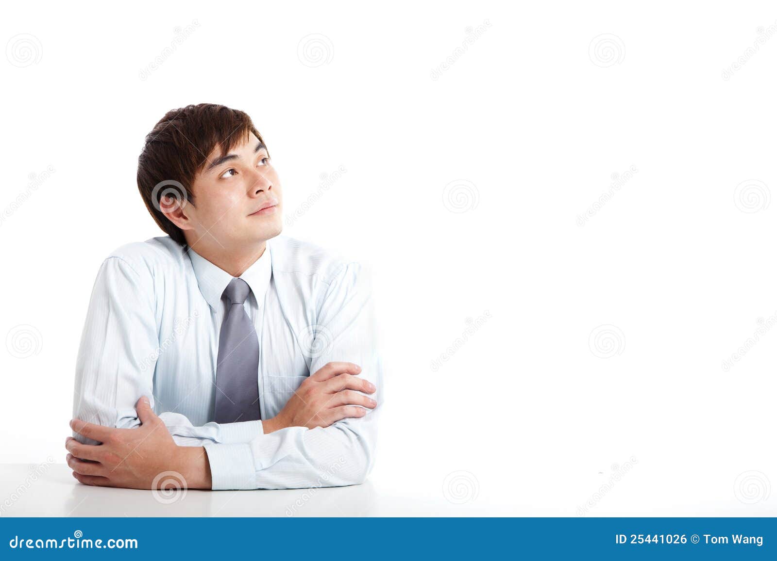 Young Businessman Looking Up Stock Photo - Image of happy, executive ...