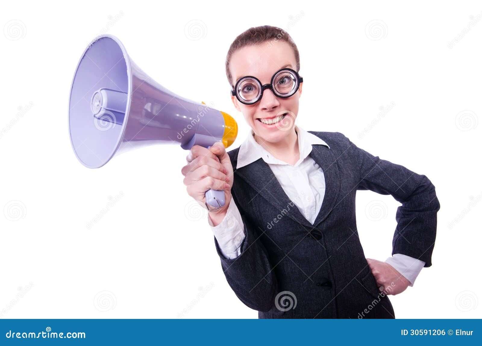 Young Businessman with Loudspeaker Stock Photo - Image of cutout ...