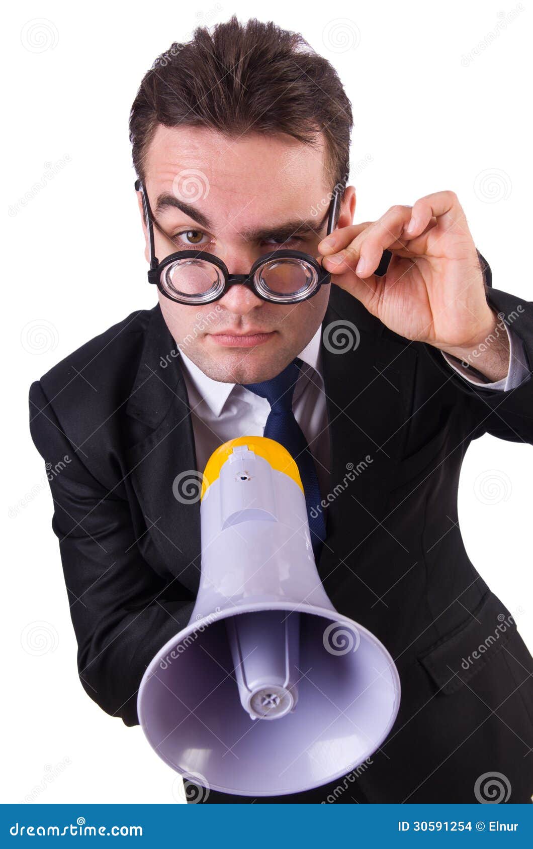 Young Businessman with Loudspeaker Stock Photo - Image of holding ...