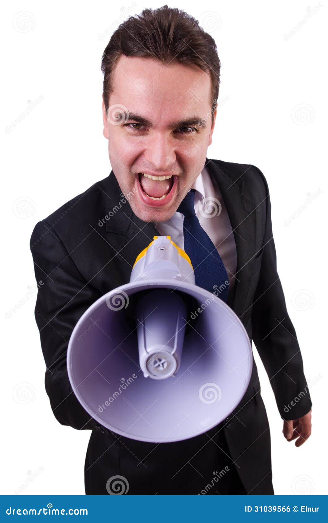 Young Businessman with Loudspeaker Stock Photo - Image of executive ...