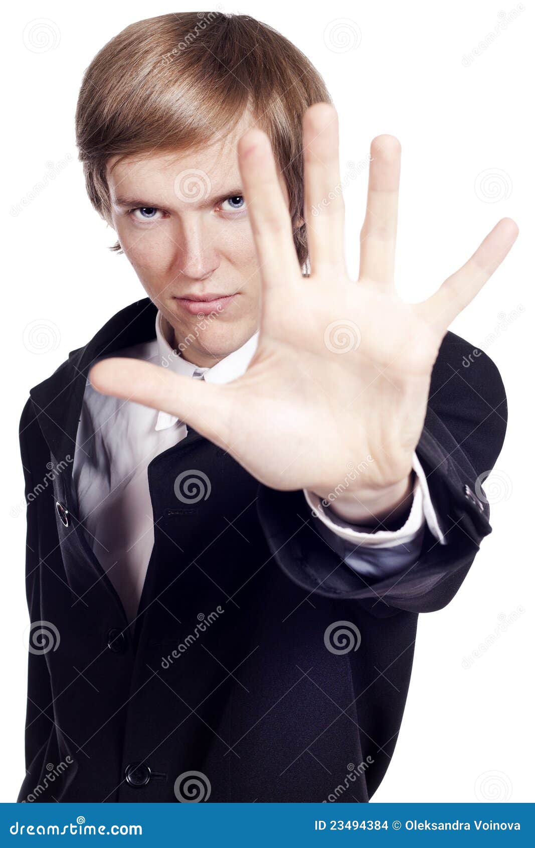 Young Businessman Making Stop Sign Stock Photo - Image of showing ...